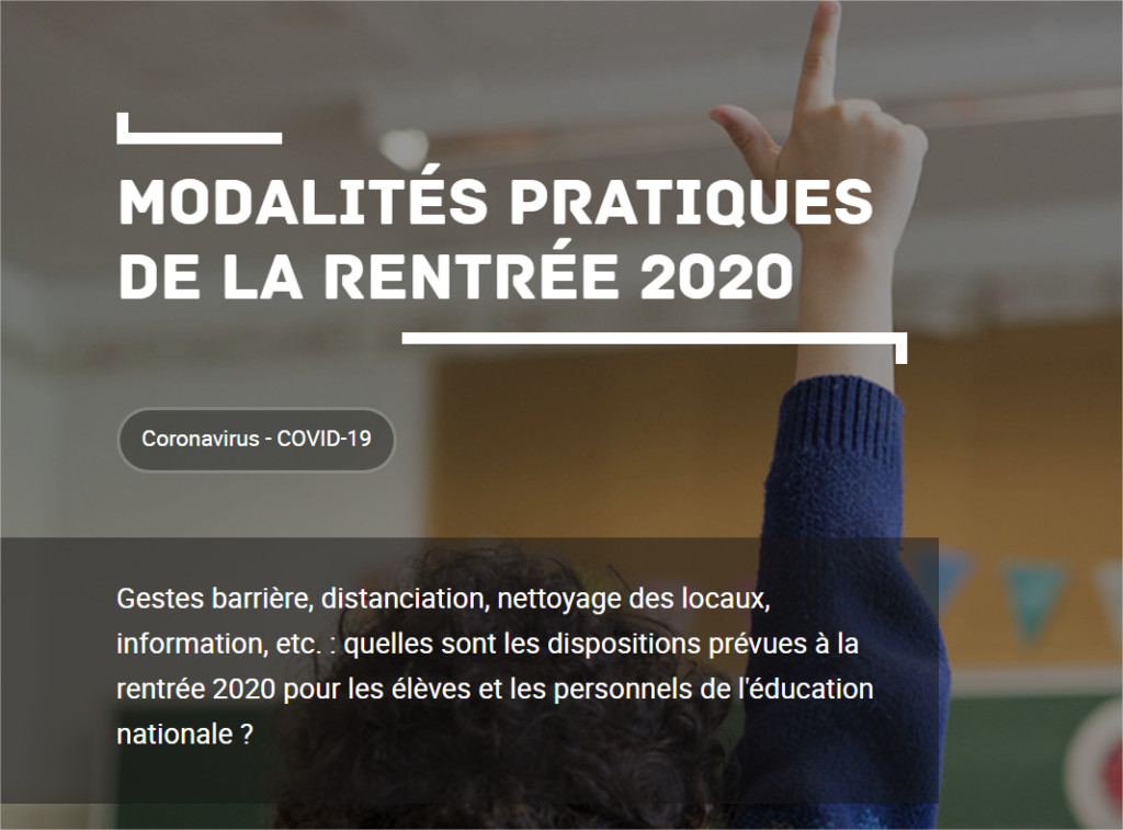 Modalités pratiques de la rentrée 2020 – Espace 62 – La plateforme ...